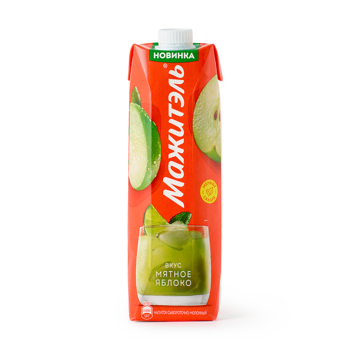 Напиток Мажитэль "Мятное яблоко", сывороточно-молочный, с соком, 950 мл