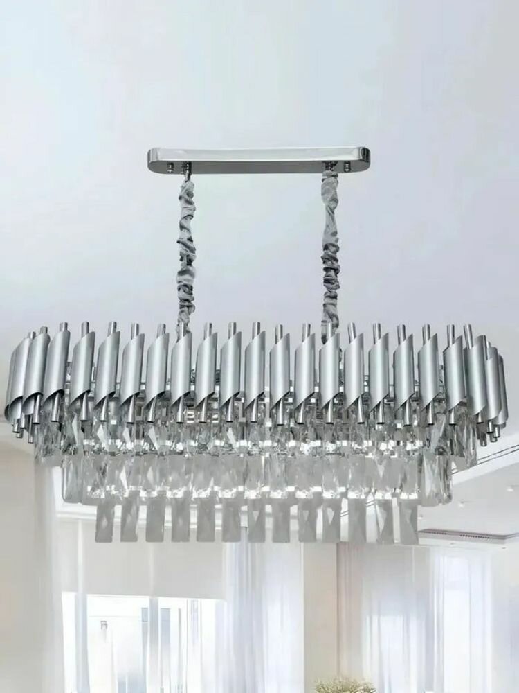 Люстра каскадная Crystal 300700, цвет серебро, цоколь E14 8 шт.