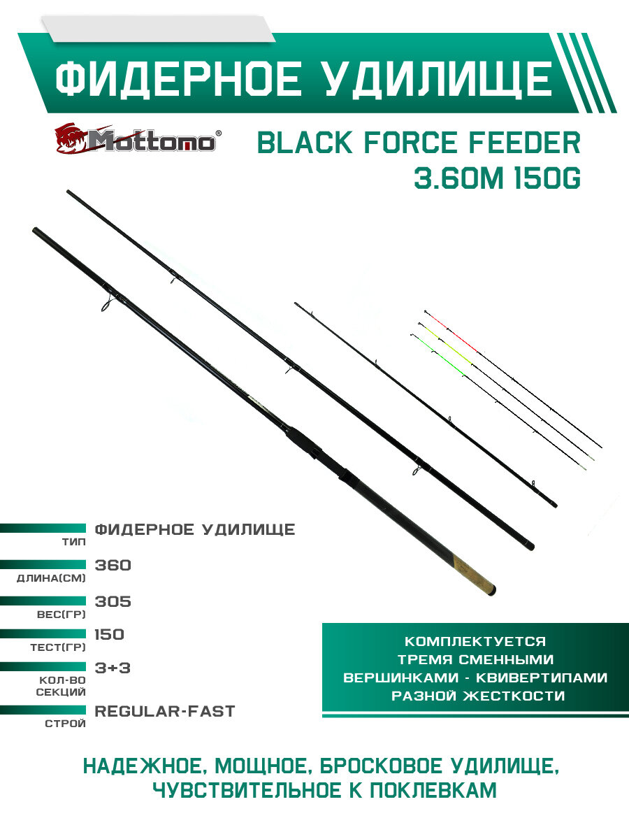Фидерное удилище Mottomo Black Force Feeder 3.60m 150g на жереха , окуня