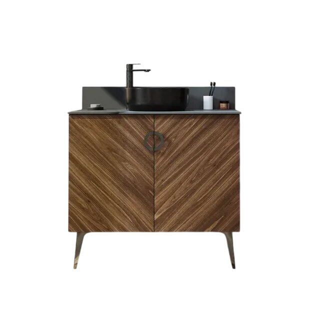 Тумба под раковину со столешницей Itana Palladio 90 напольная, коричневая, с отверстием под смеситель, из ЛДСП, с дверками, с доводчиками