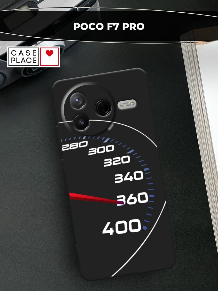 Черный матовый чехол на Poco F7 Pro / Поко F7 Про с принтом Скорость 360 6