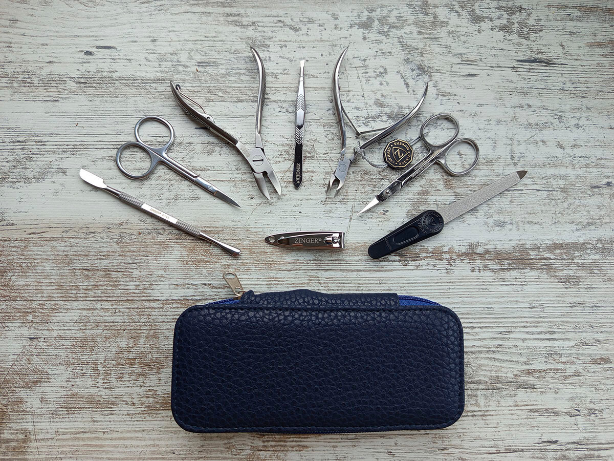 Маникюрный набор ZINGER на молнии MS-7106, 8 предметов, чехол синий