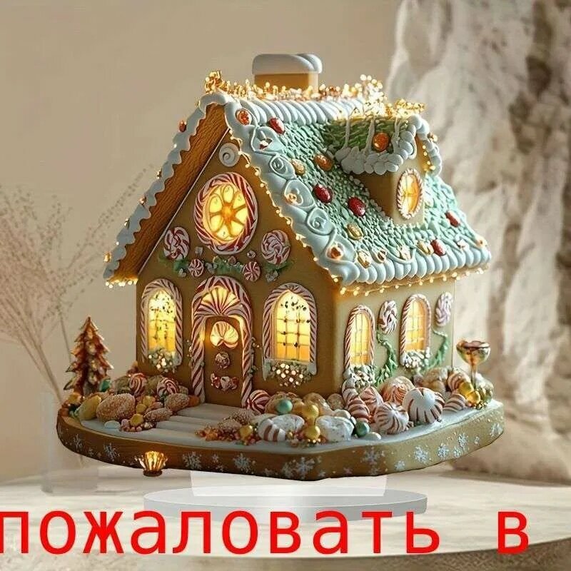 Рождественские украшения, настольный пряничный домик, богемный стиль