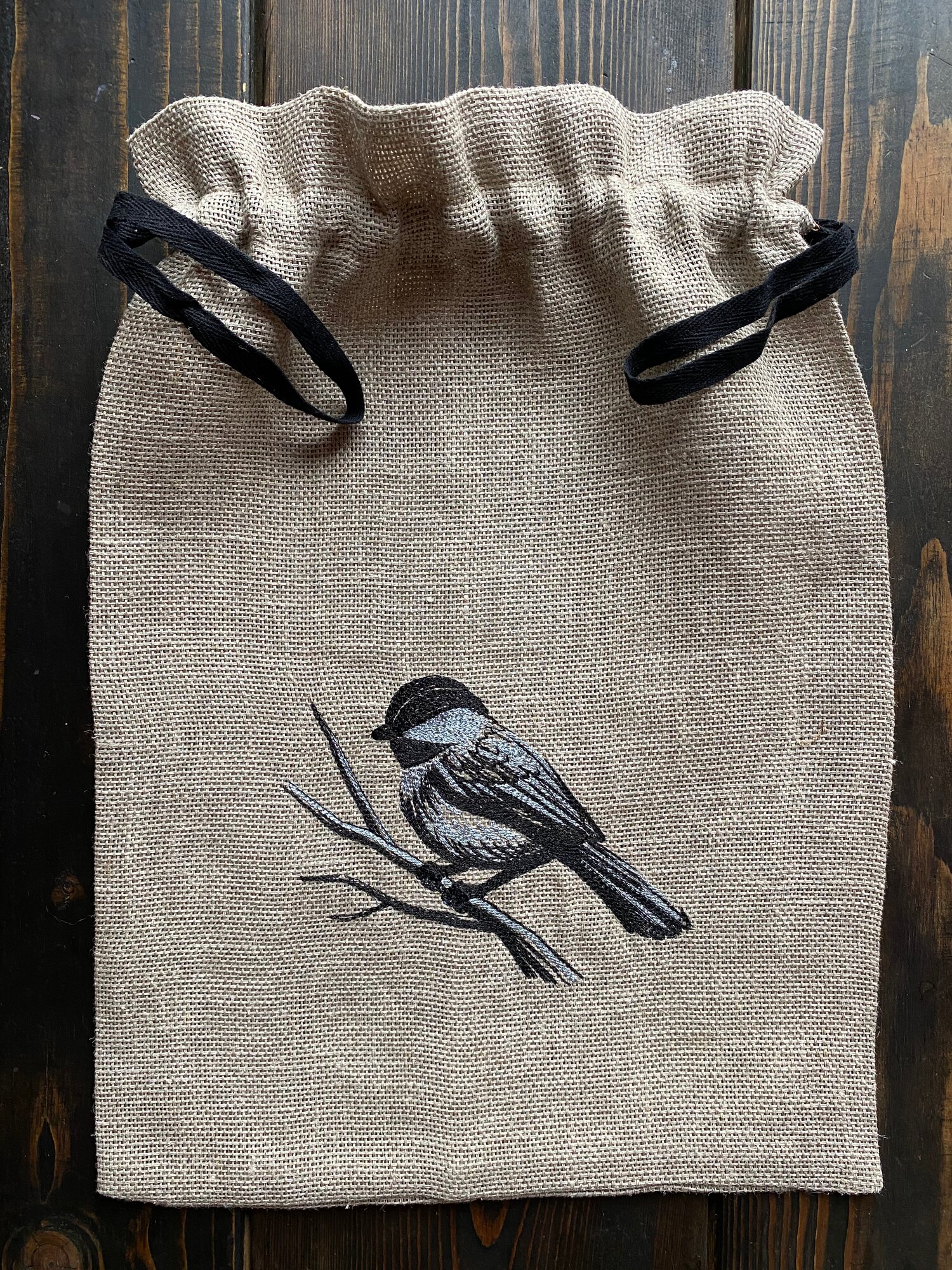 Мешочек для хранения, "Студия Ателье", лен, вышивка, на завязках, 30х37 см