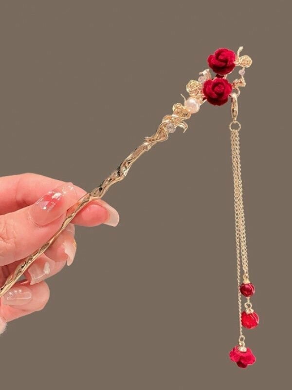 Китайская палочка для волос, Красный цветок