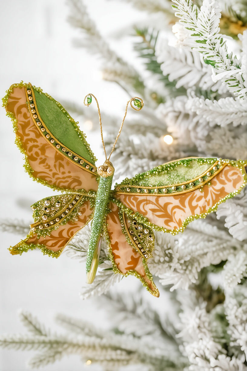 Ёлочная игрушка бабочка оливия на клипсе, полиэстер, 19 см, Winter Deco 2007573