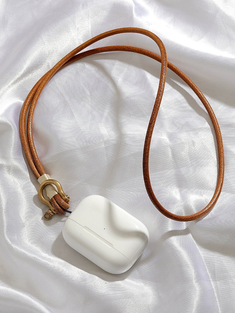 Кожаный шнур для AirPods Pro 2/3 и AirPods 3/4, длина 75 см, универсальный прочный ремешок для беспроводных наушников