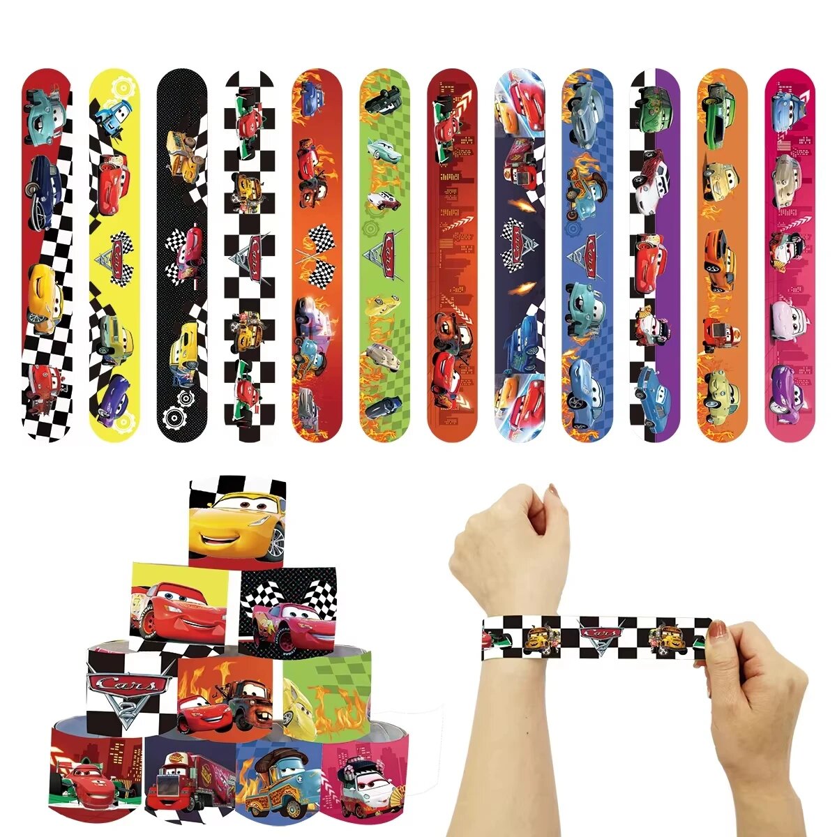 Набор наклеек Disney Молния Маккуин 12pcs Slap Bracelets