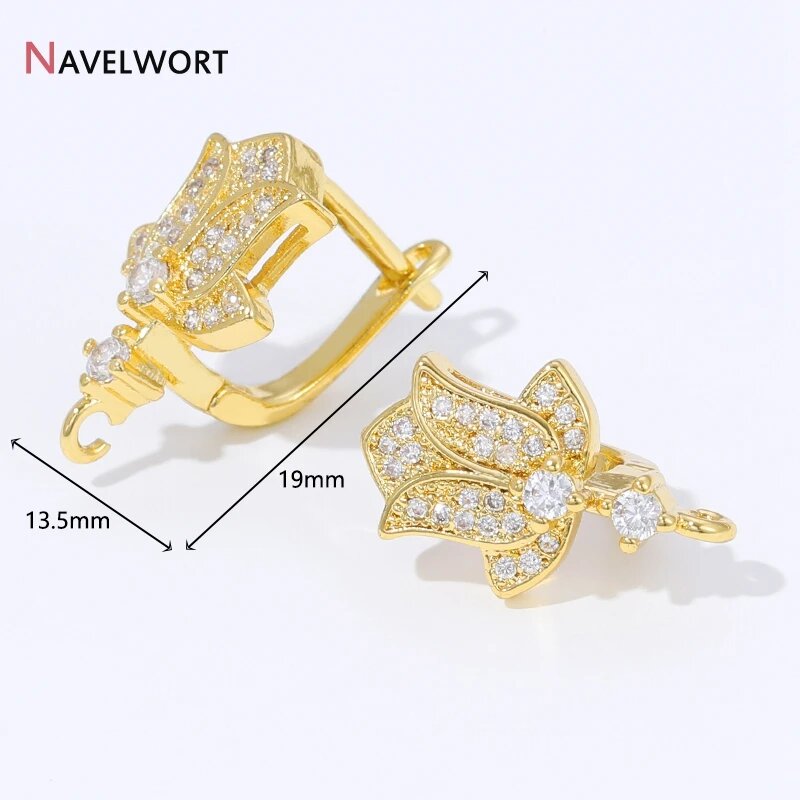 Позолоченные швензы NAVELWORT, цветок розы, 18K gold plated