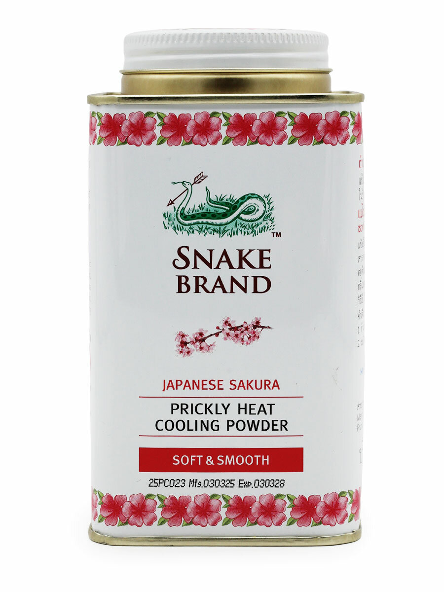 Snake Brand Тальк для тела охлаждающий Японская сакура Japanese Sakura Prickly Heat Cooling Powder, 140 г