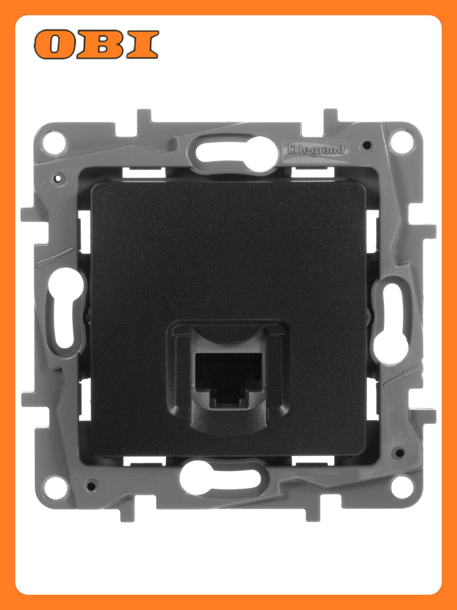 Розетка компьютерная Legrand Etika 672641, RJ45, CAT5E, 1 пост, антрацит, скрытый монтаж