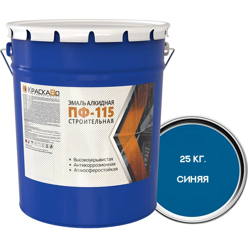 Эмаль Москвичка ПФ-115 строительная синяя алкидная износостойкая краска для бетона, металла и дерева