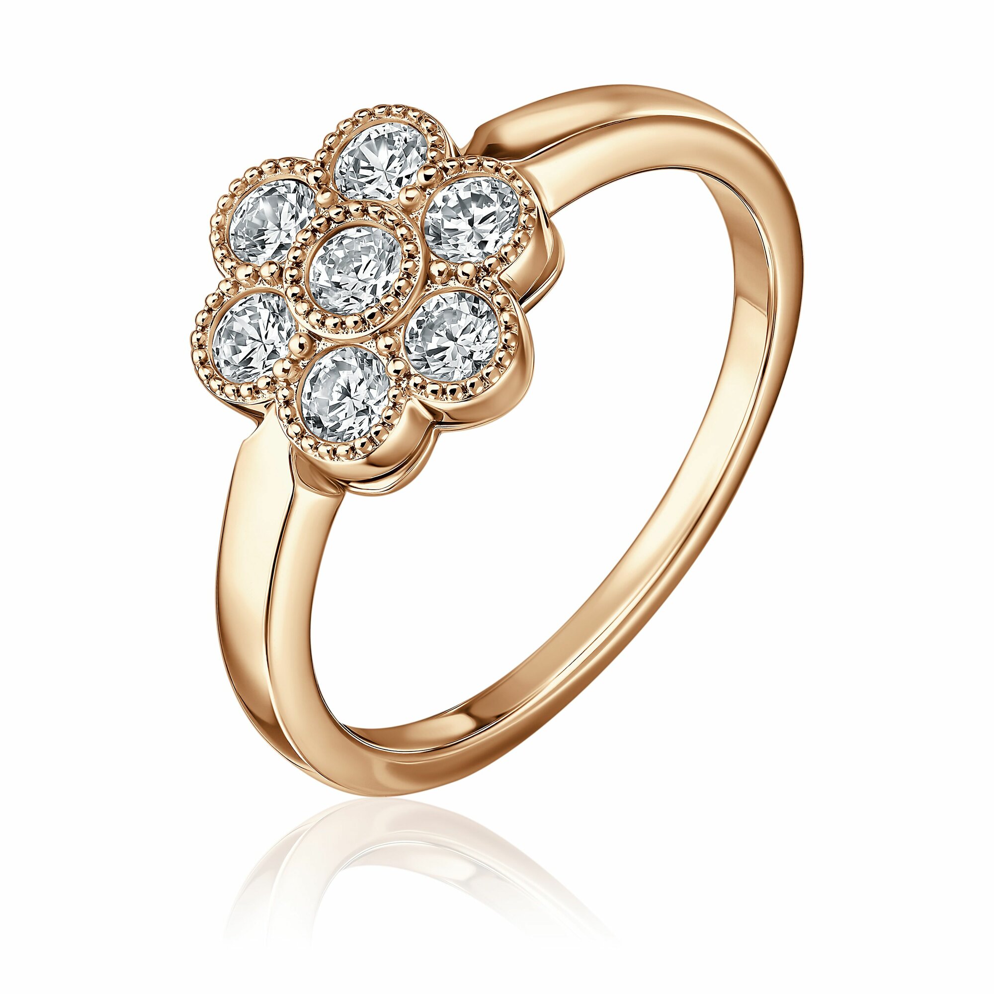 Кольцо помолвочное, серебро, 925 проба, золочение, фианит