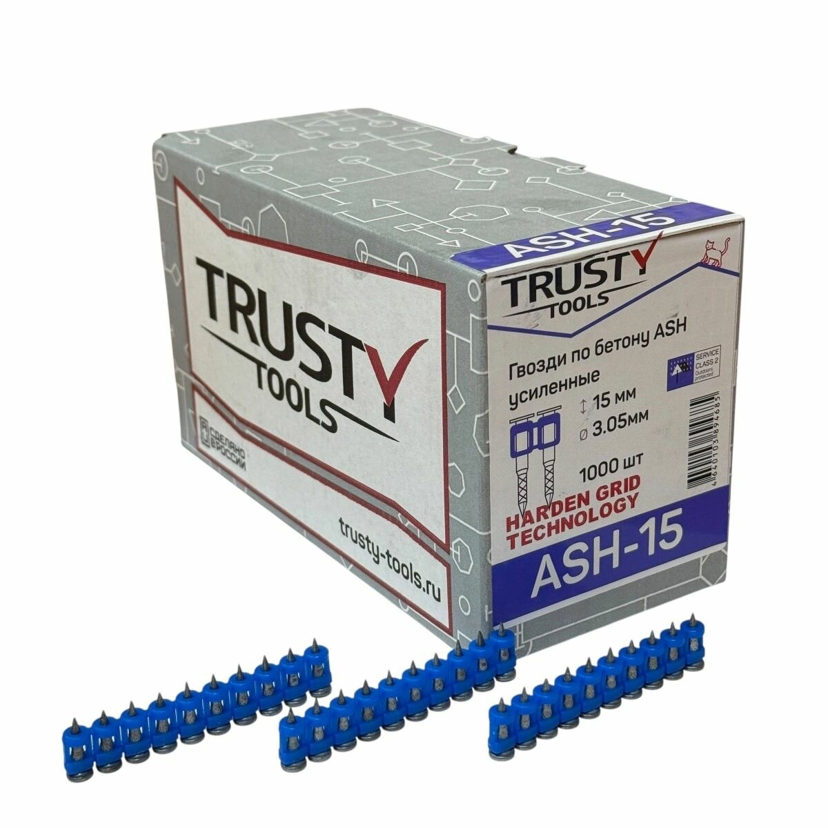 Гвозди по бетону, металлу усиленные Trusty ASH 3,05х15 мм (1000 шт)
