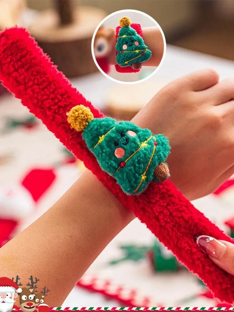 Рождественский плюшевый хлопающий браслет тематический аксессуар с оленем, подарок для вечеринки и праздников