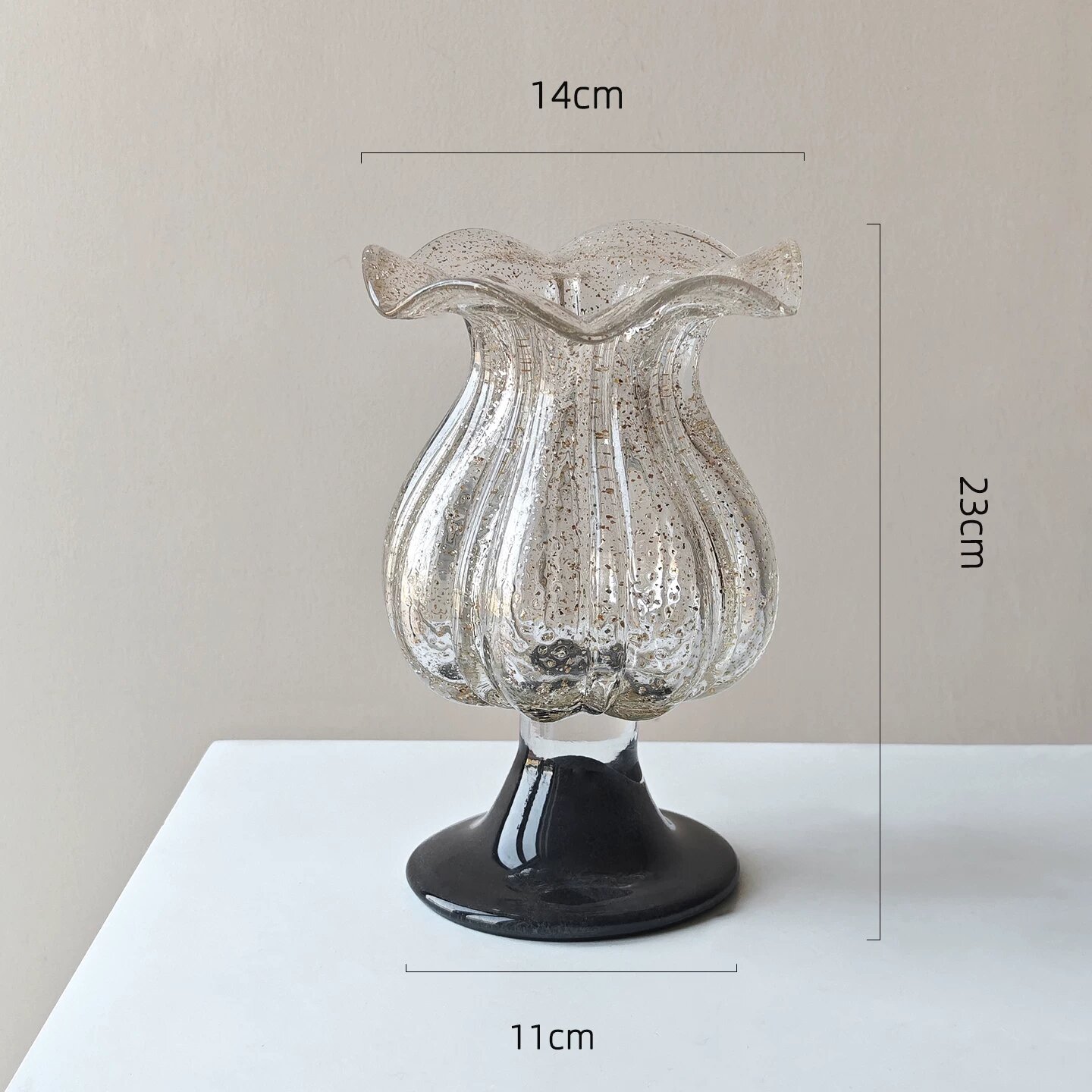 Винтажная ваза в французском стиле Fenton с золотой глазурью, на высоких ножках, черная, в высококлассном