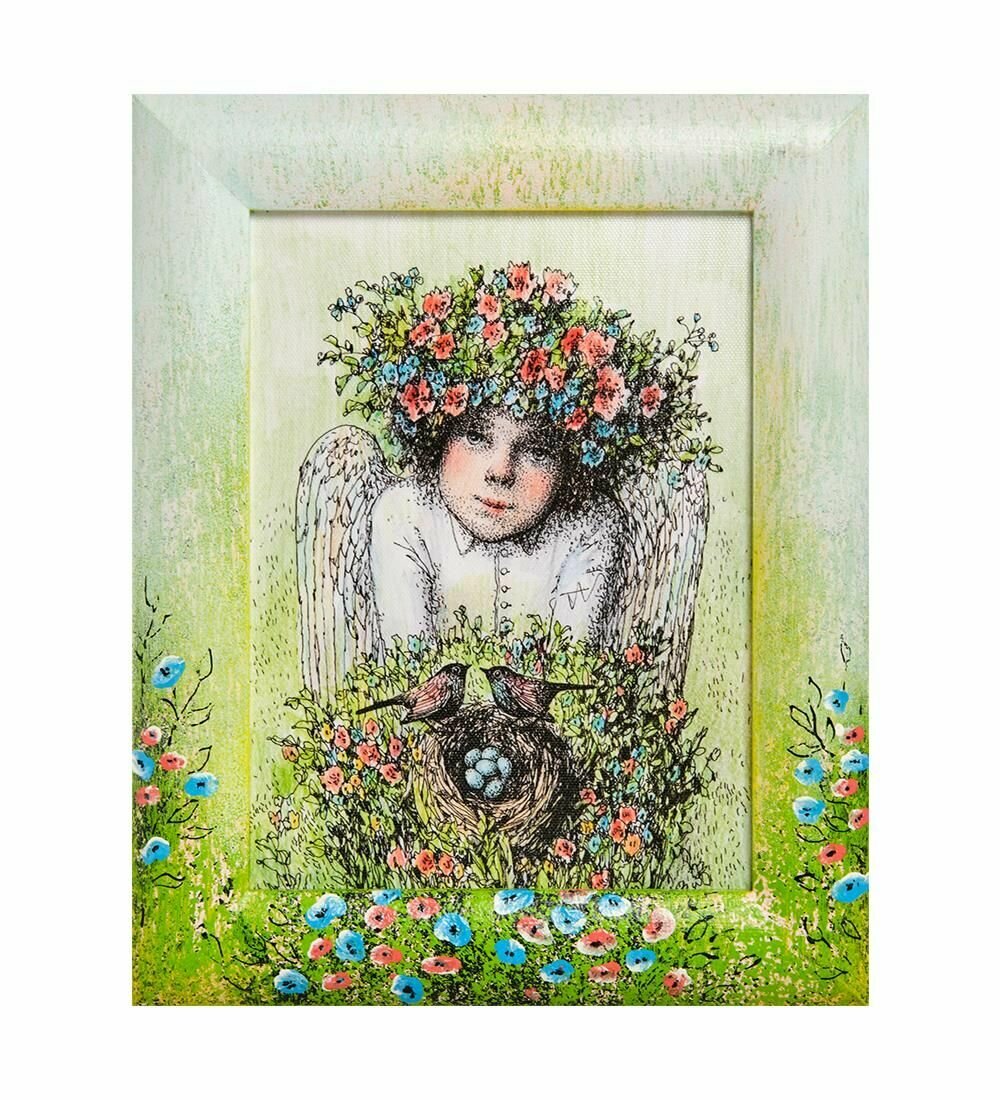 Жикле в раме Ангел семейного гнездышка А. Наливкина 18х24 A2174272