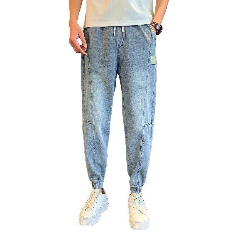 Тренд RONG CH Мужские Джинсы Весна Кроп Винтаж Потертые Трендовые Деним, Размер_L