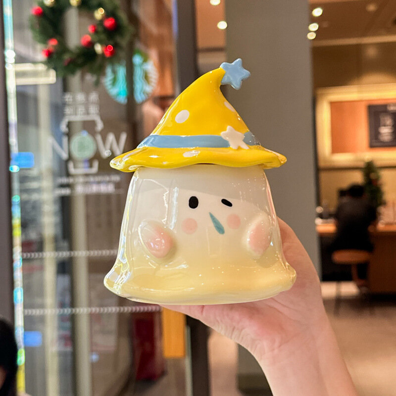 Милая и оригинальная кружка в виде привидения, керамическая кружка с крышкой, идеально подходит в качестве подарка или подарка на день рождения для мужчин.