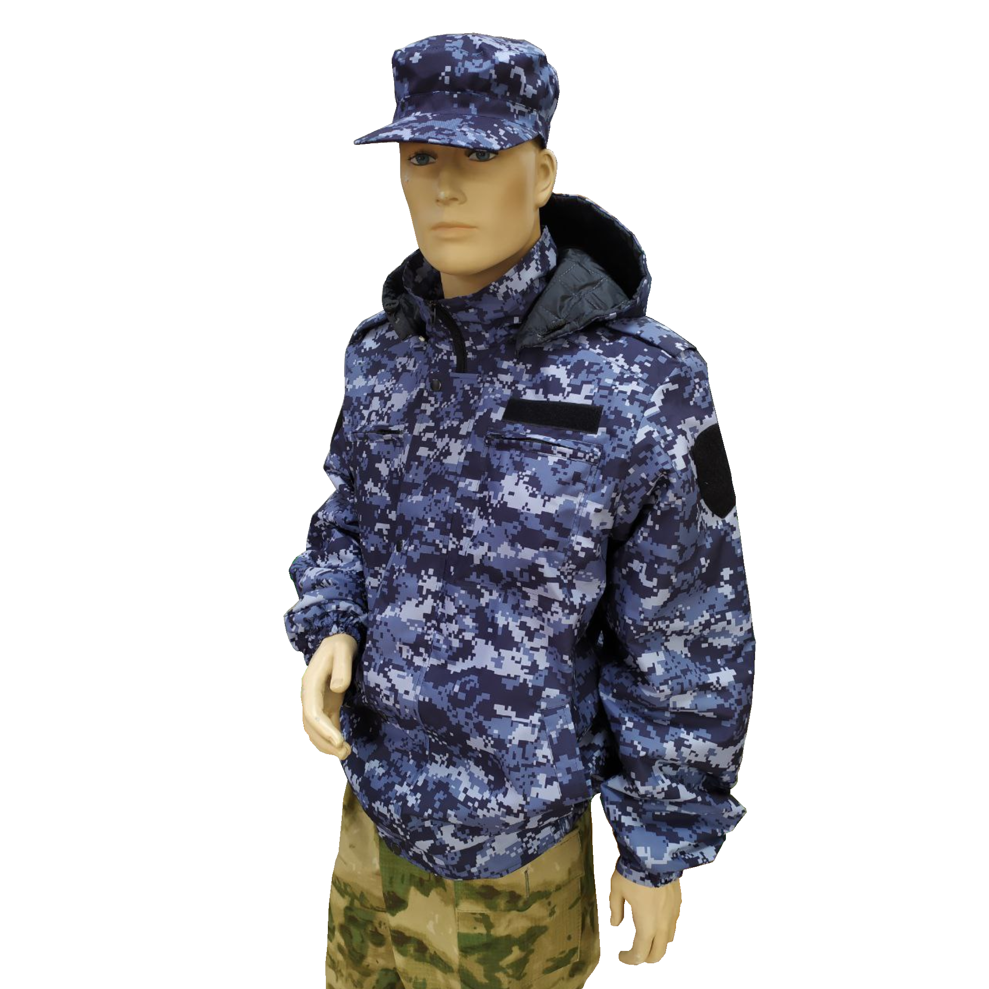 Ветровка  Куртка Росгвардии демисезонная укороченная на синтепоне, унисекс, синяя точка, мембрана и микро рип-стоп