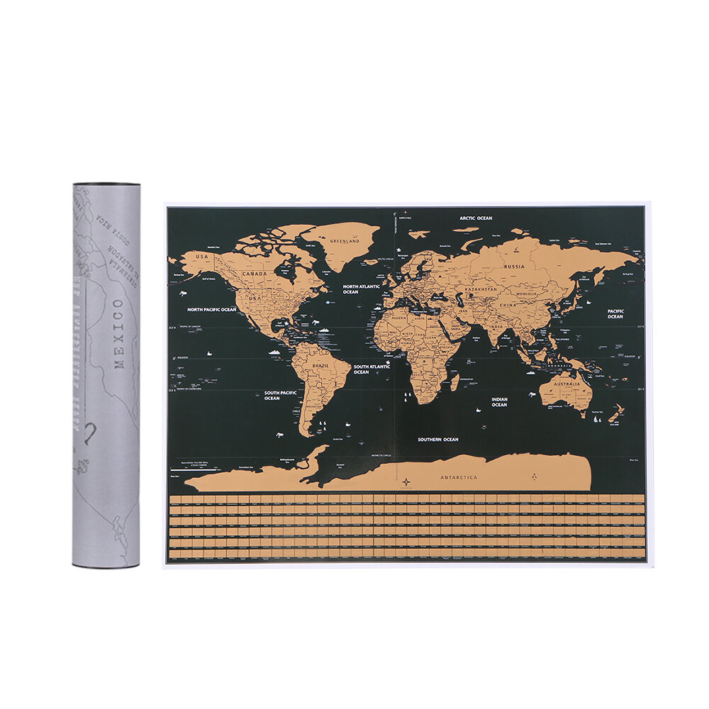 Карта мира для поноса с чеканкой из медной фольги, плакат, наклейка на стену, персональный журнал, лог, маленький размер с цилиндрической упаковкой