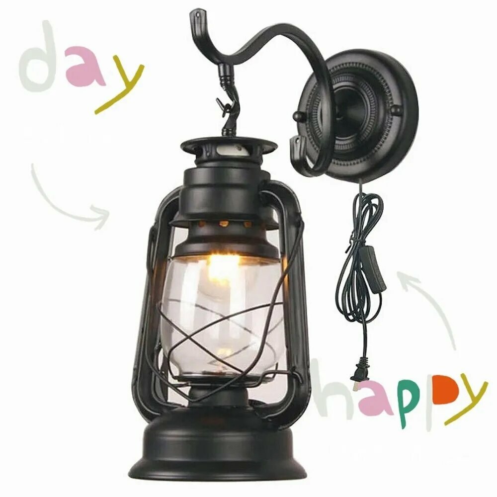 Винтажный светодиодный настенный светильник сарайный фонарь ретро керосиновый европейский антикварный St