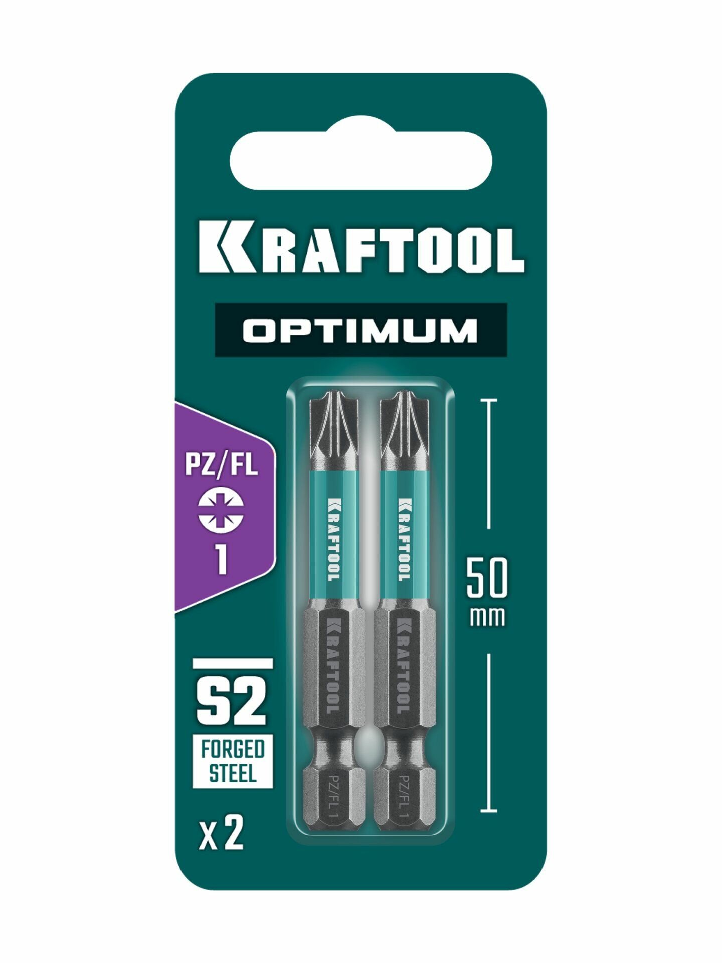 KRAFTOOL OPTIMUM PZ/FL 1 50 мм 2 шт биты 261241-1-50-2