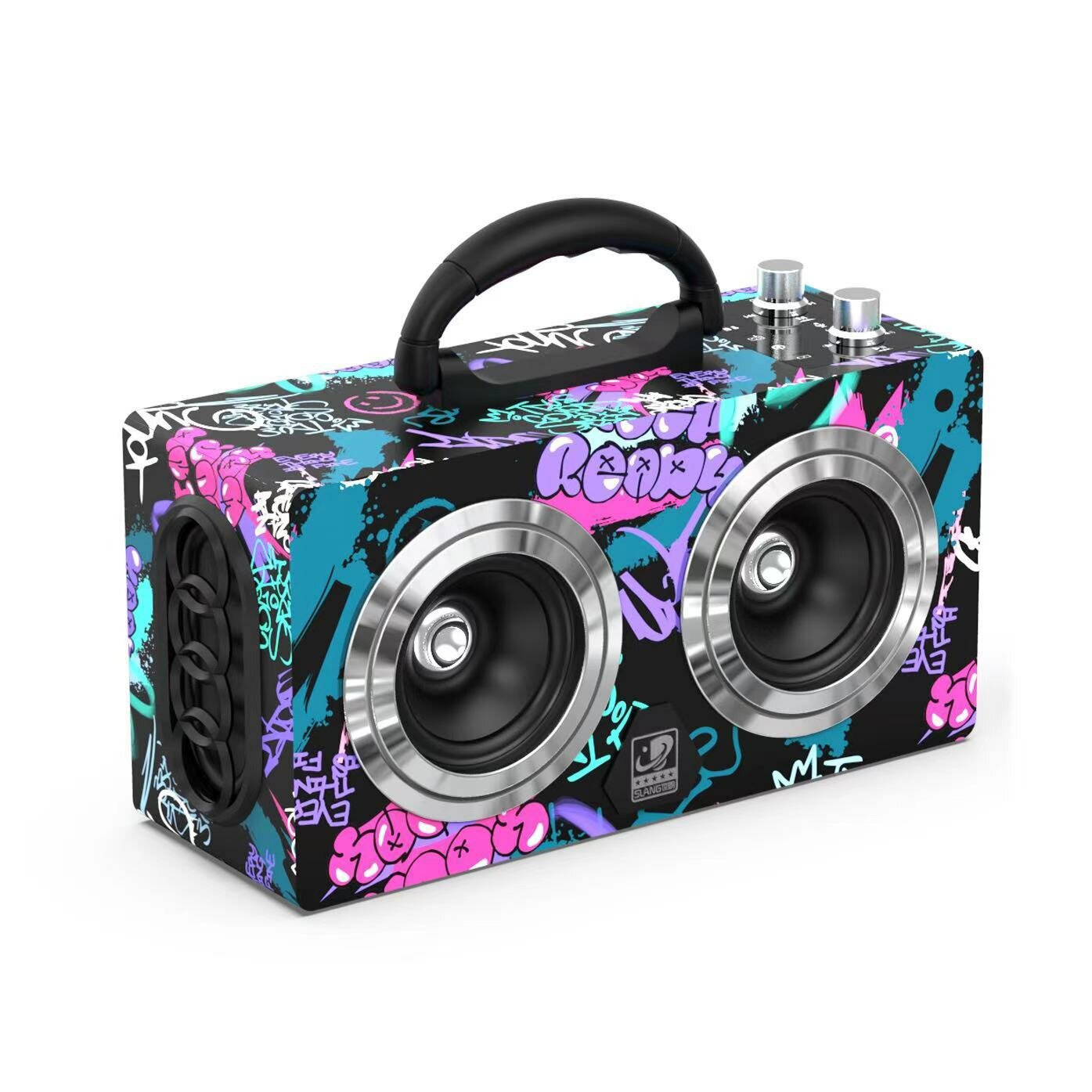 Беспроводная колонка для улицы, портативная ретро деревянная ручная колонка для телефона и компьютера, квадратная танцевальная граффити, мощный бас