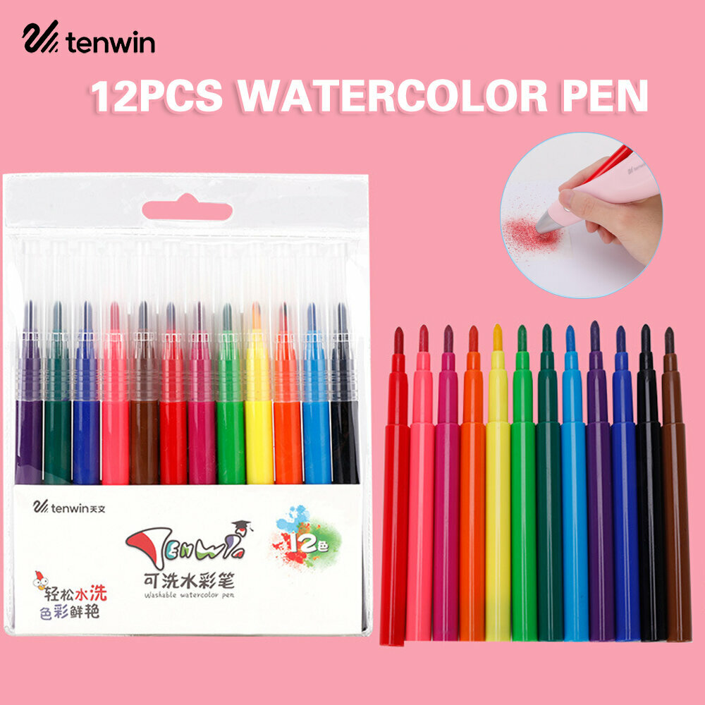 Tenwin 12pcs Мокрая акварельная паста Пен Marker Set Заправки для Электрической распылительной ручки Marker Sprayer Материалы для Искусства и Ремесла, 12 цветов, Размер ручки 14.5см, Размер упаковки 17.2*13.5*1см, Вес упаковки 100г