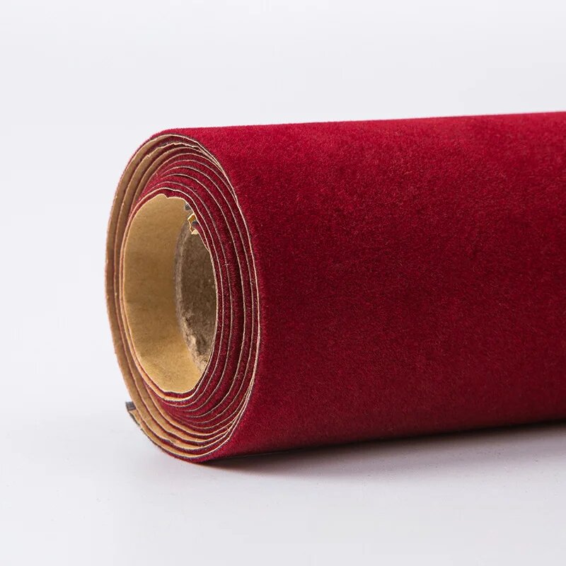 Бархатная самоклеящаяся флокированная ткань 20х45 см Красный, 45cm x 200cm, Wine Red