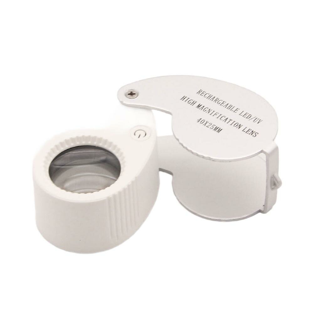 Ручная лупа 40X/60X для осмотра монет, 40X с фиолетовым освещением