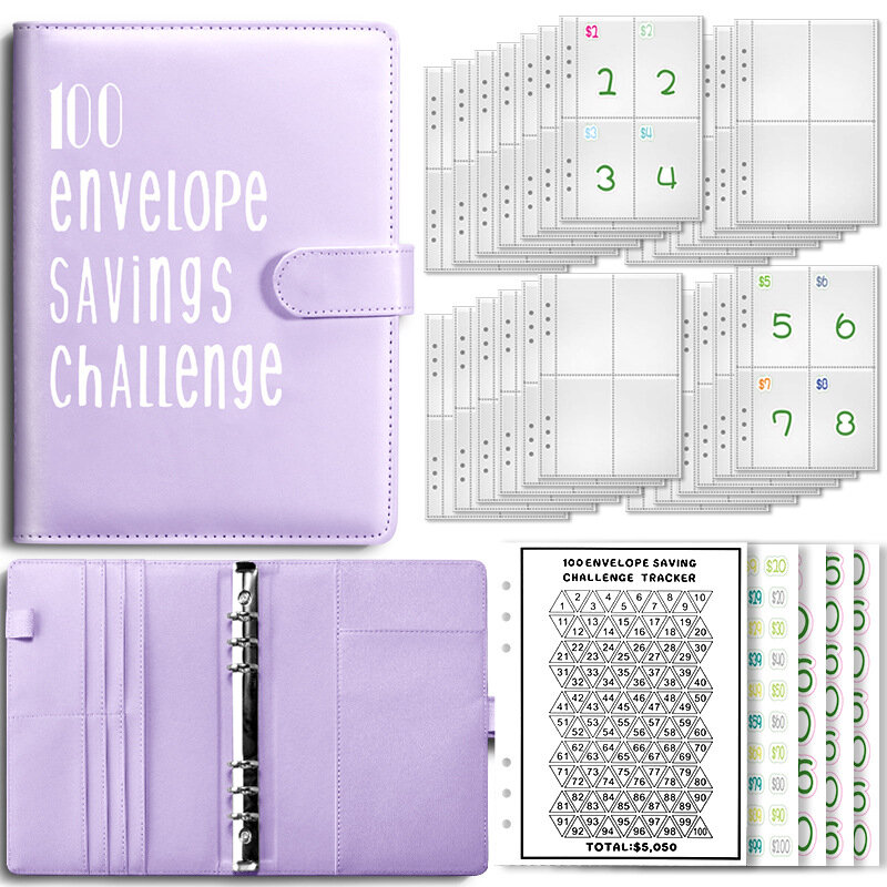 100-дневный челлендж конвертов, 100-дневный челлендж для пар, экономия денег, книга для сбережений, папка