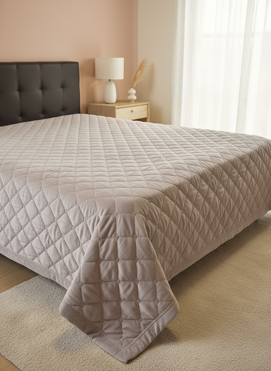 Стеганое покрывало Hermes 220х240 см, на кровать и диван, Бежевый