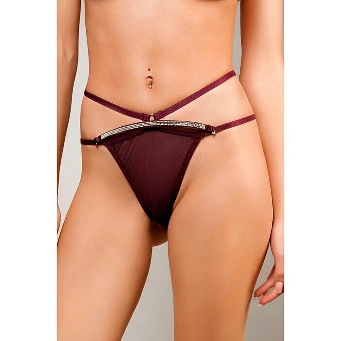 Трусики-танго с декоративной резинкой «Amor El», бордовые (L)