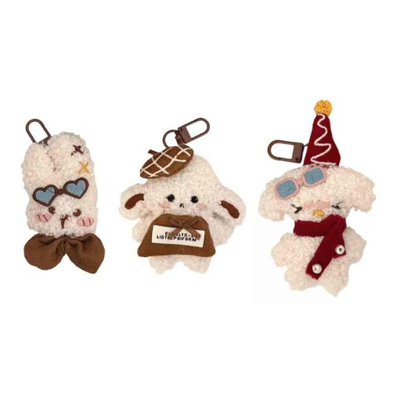 PANGPANGLONG Fall Winter Maillard Style Color Bunny Puppy Plush Pendant 8cm High null