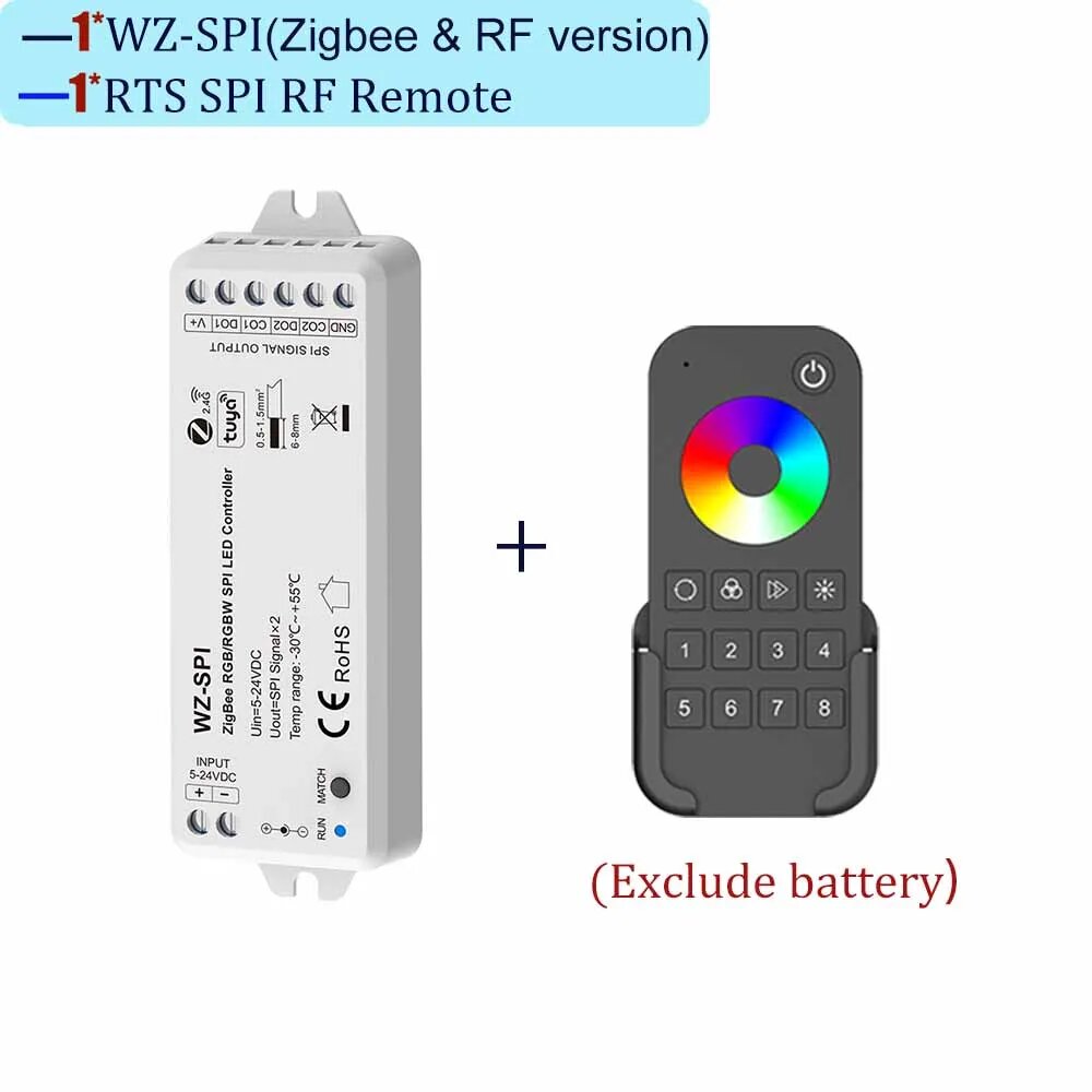 Контроллер Tuya Zigbee SPI LED DC5-24V RGB/RGBW С Динамическим Адресным Управлением