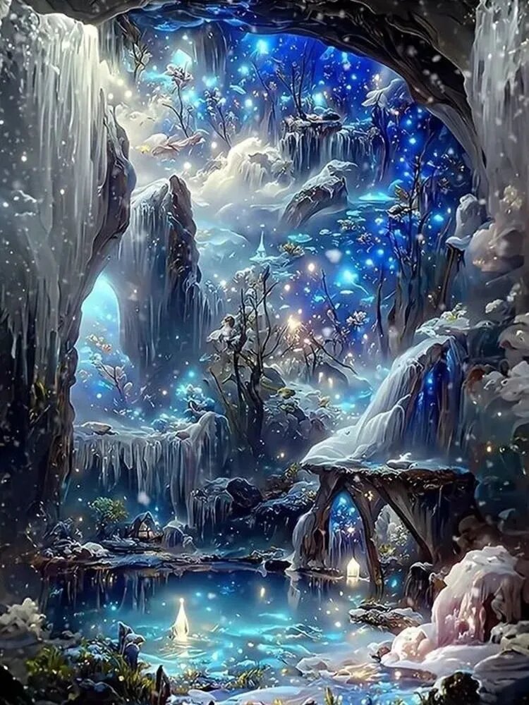 Алмазная Мозаика " Сказочный Замок ", Круглые Бриллианты И Стразы, 40х50 См