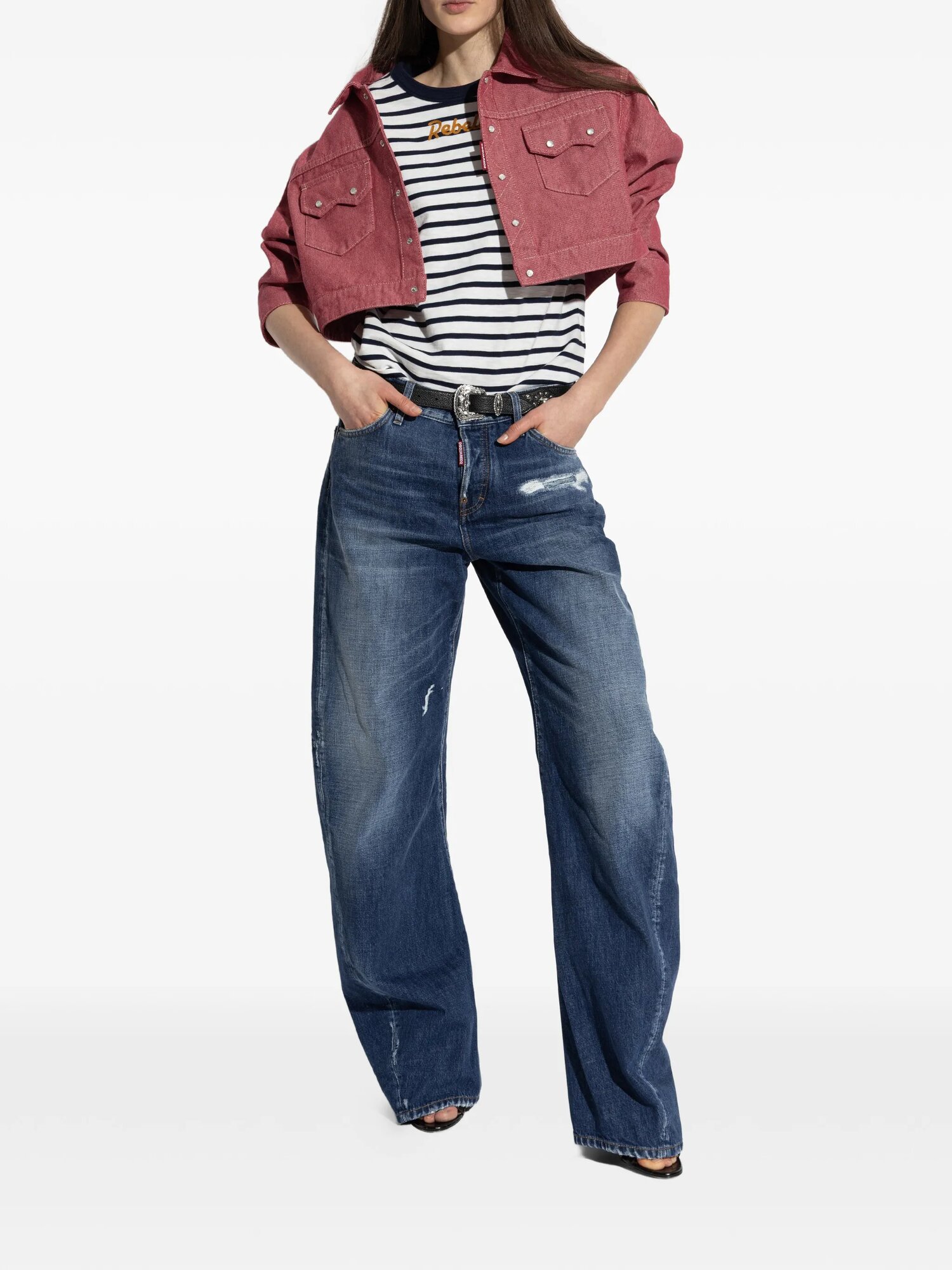 Брюки DSQUARED2 Distressed trousers, размер 44, синий — фото 1