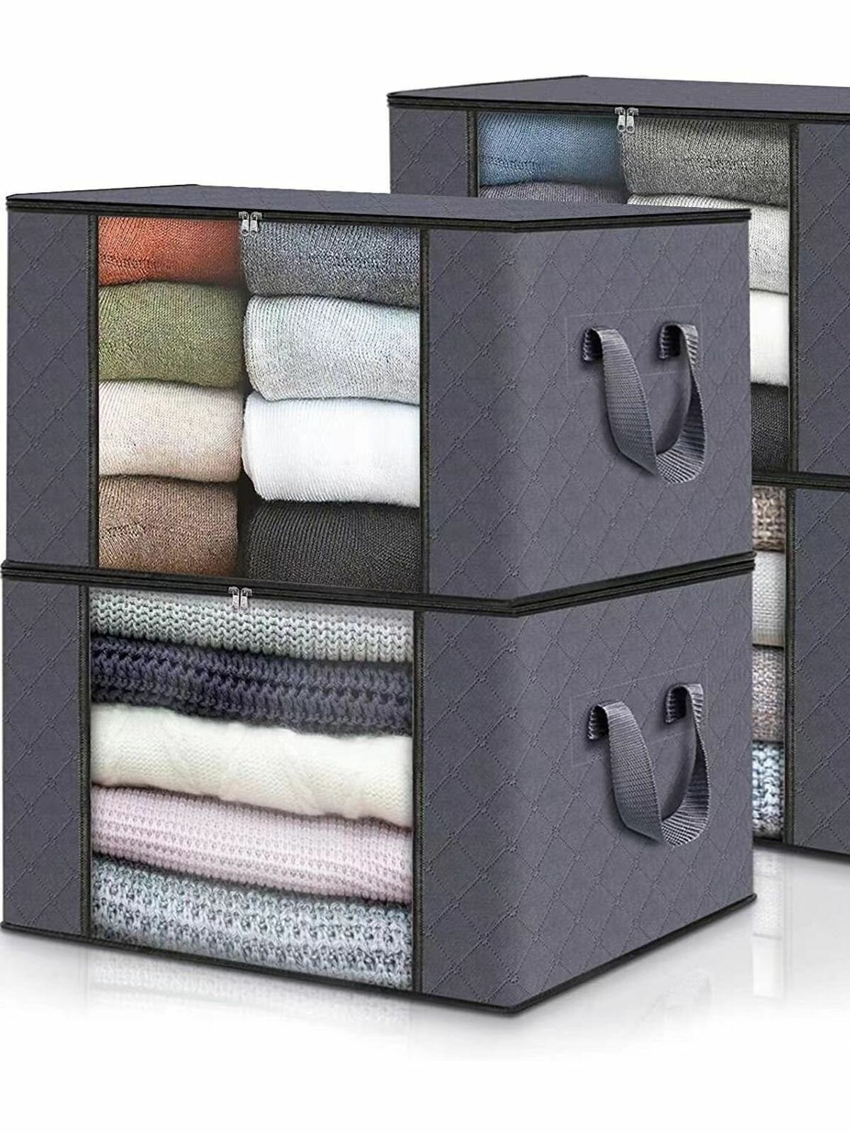 Короб 2 шт для хранения с крышкой на молнии 60х43х35 см