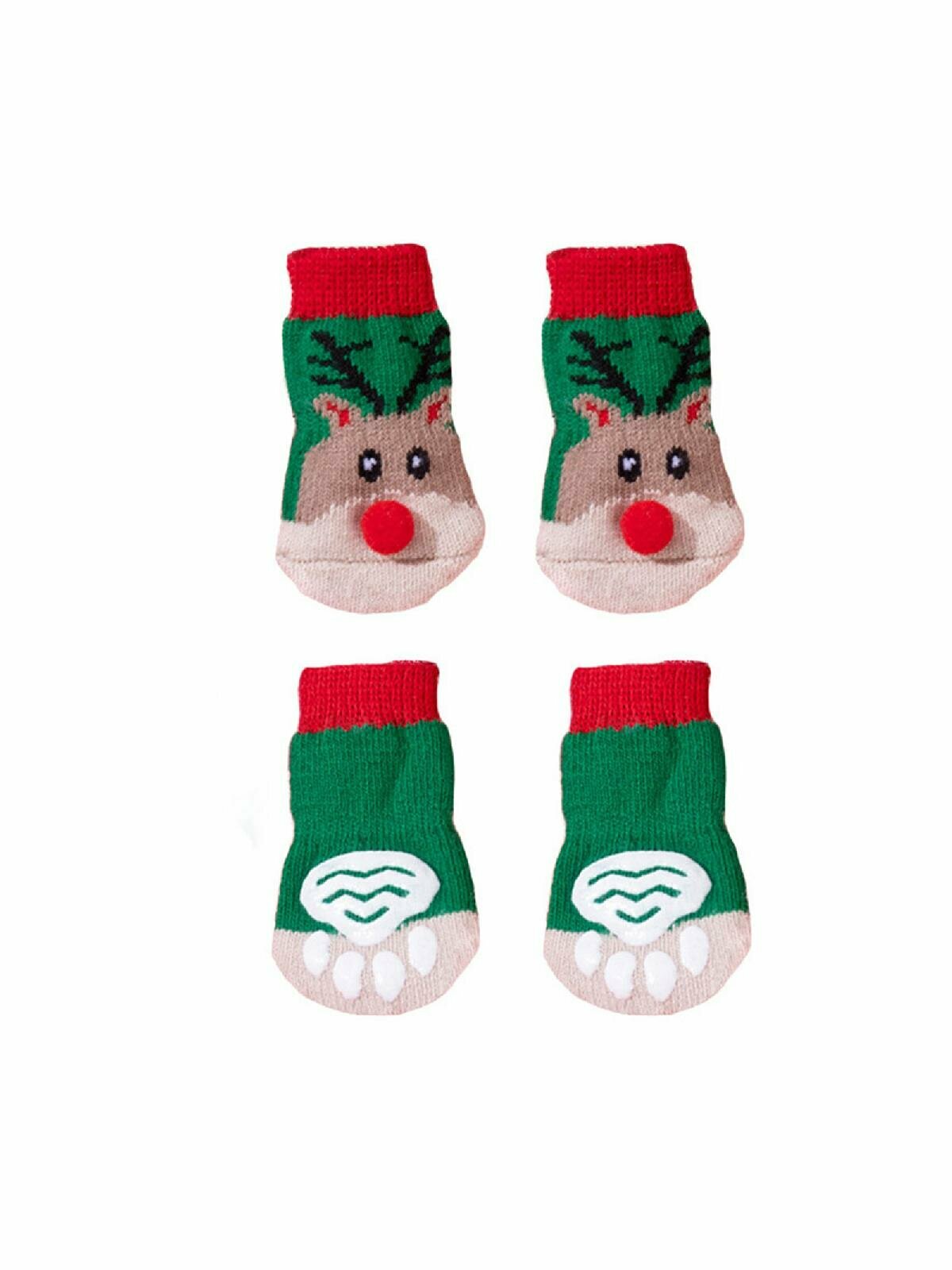 4шт Носки для собак Защитная обувь для собачьих лап Пинетки с рисунком лап