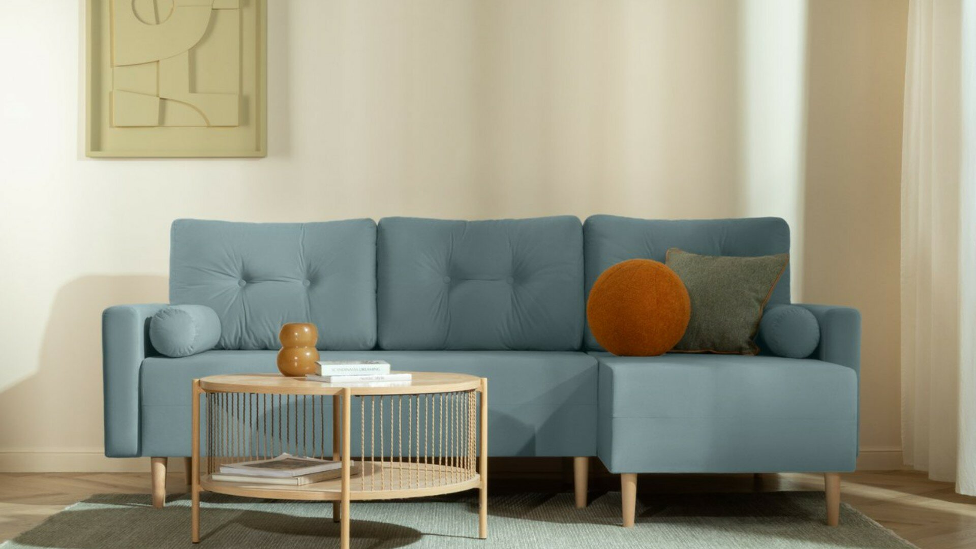 Диван угловой раскладной Divan.ru Нумо Velvet Mint, 216х137х87, спальное место 134х196, велюр, светло-зеленый