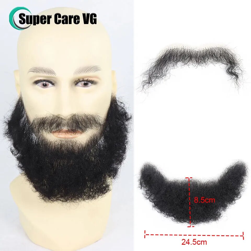 Искусственные усы Afro из натуральных волос 24.5x8.5cm