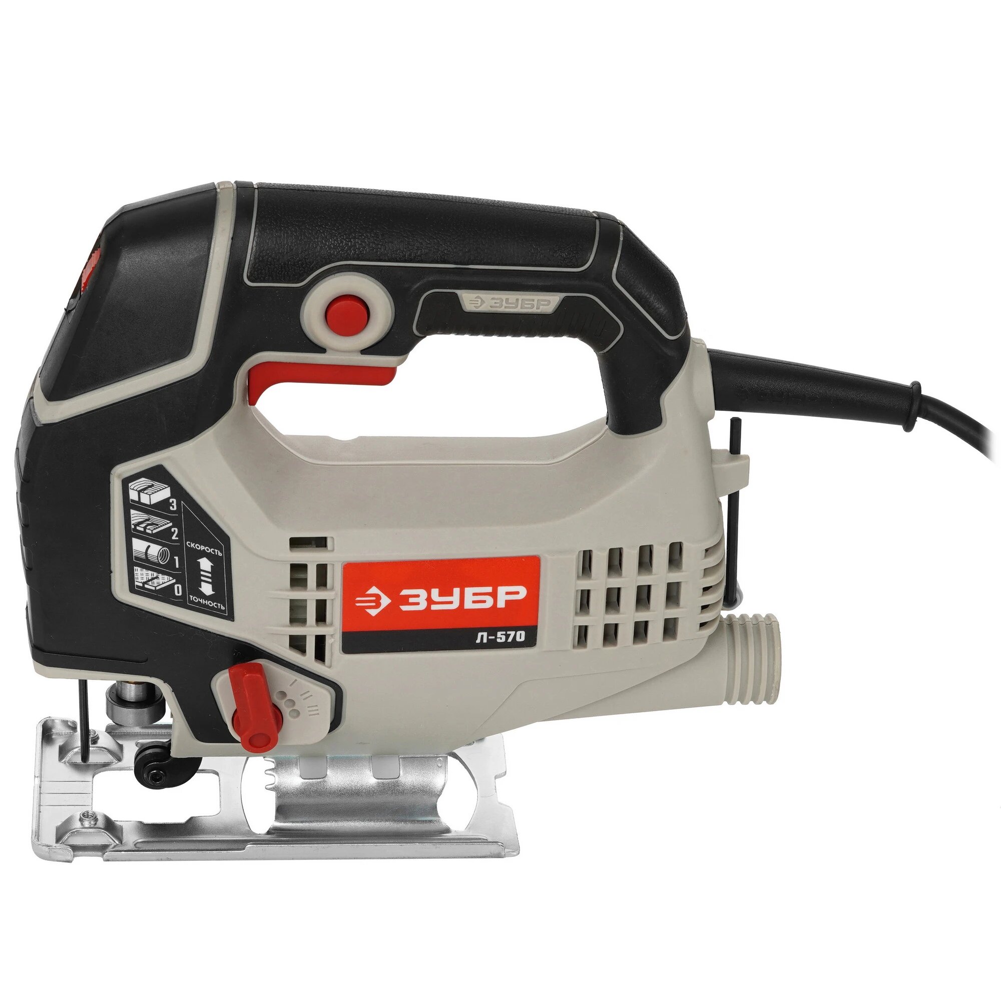Лобзик сетевой Зубр Л-570 серый/черный, мощность 570 Вт, 3000 ход/мин