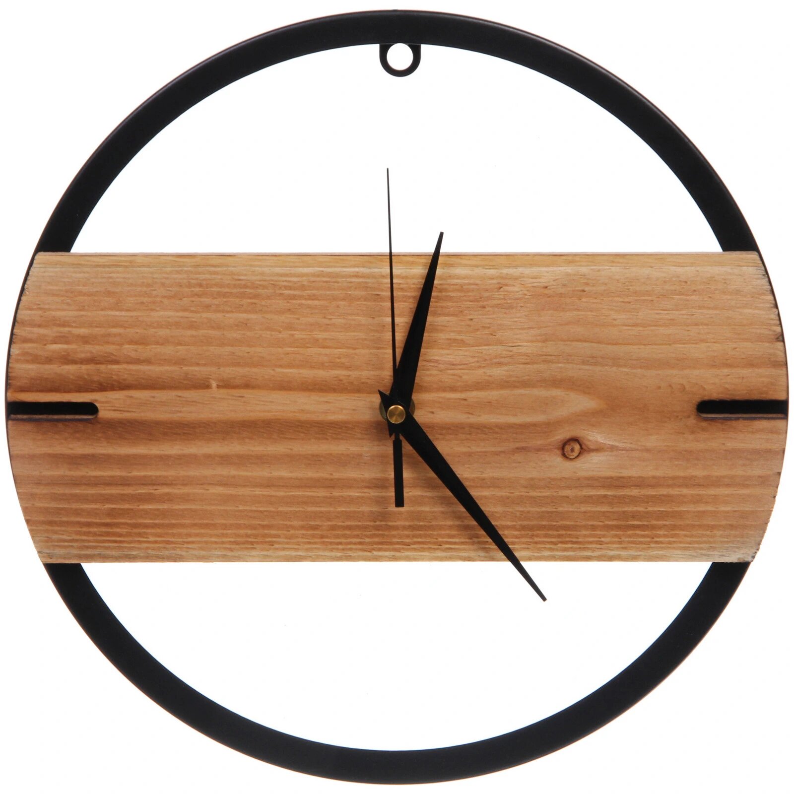 Часы настенные «LOFT HOME» 30 см, дерево и металл, круглые, без цифр, черный