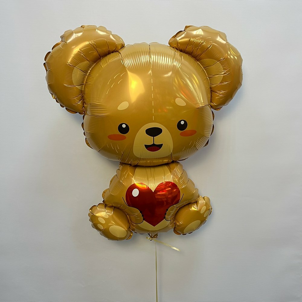 Фольгированная фигура с гелием - Мишка с сердечком (84 см)