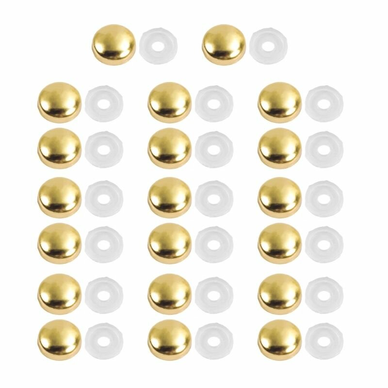 20 комплектов, резиновое кольцо 16 мм, стеклянные зеркальные гвозди, пластиковые уродливые колпачковые шурупы-золото