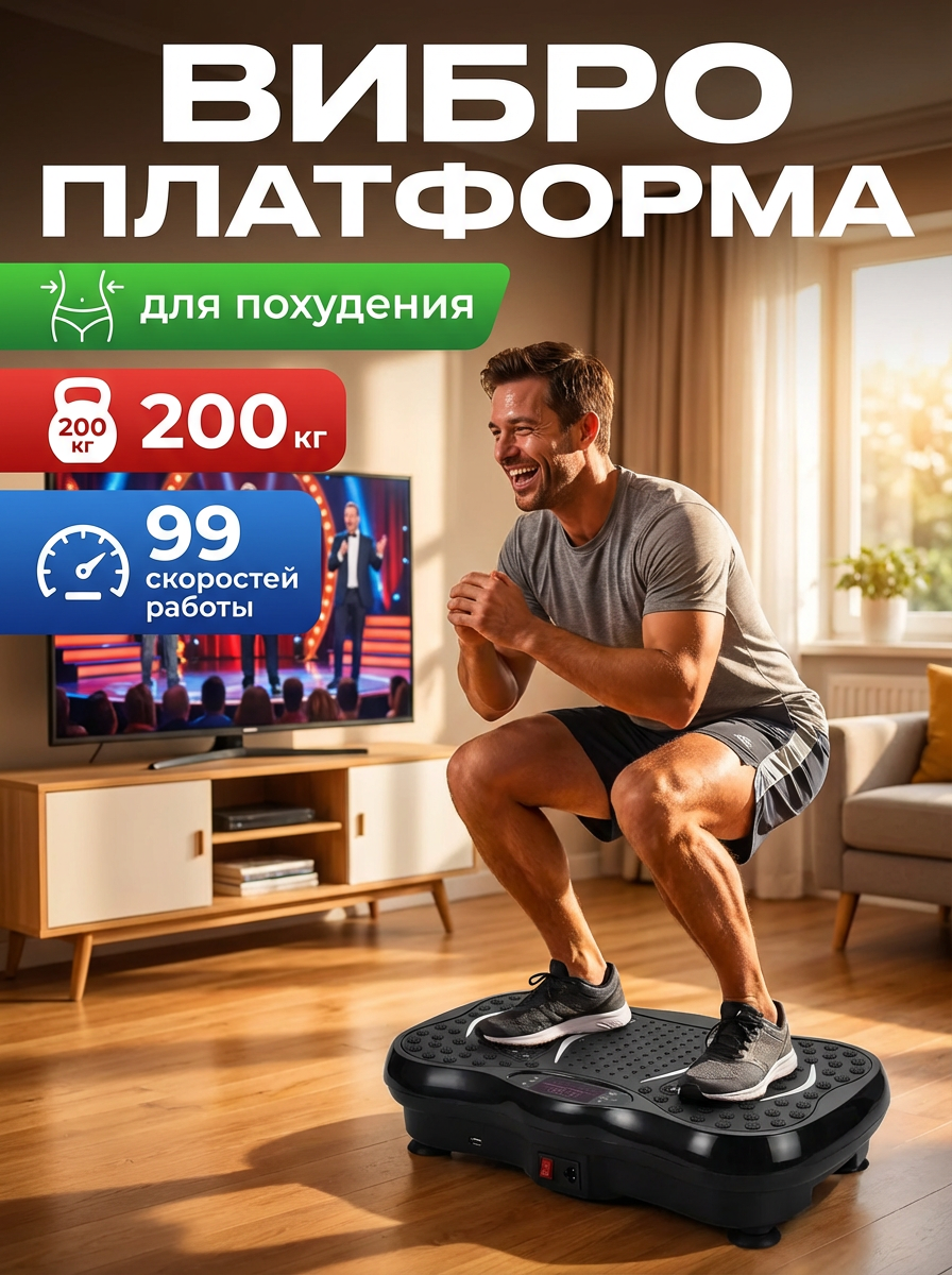 Виброплатформа для похудения тренажер до 200 кг С блютуз，регулировка амплитуды, 49 программ