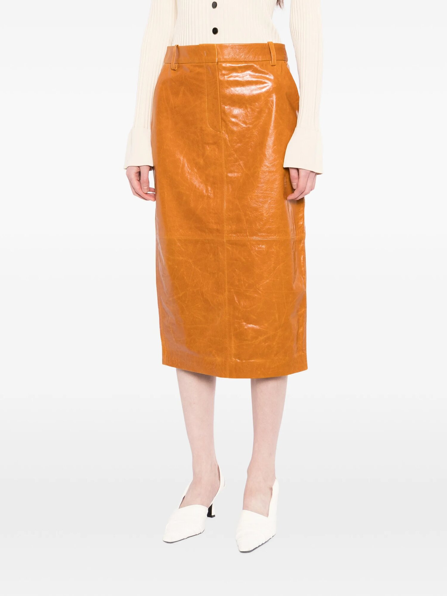 Юбка Co Leather pencil skirt, размер 4, коричневый — фото 1