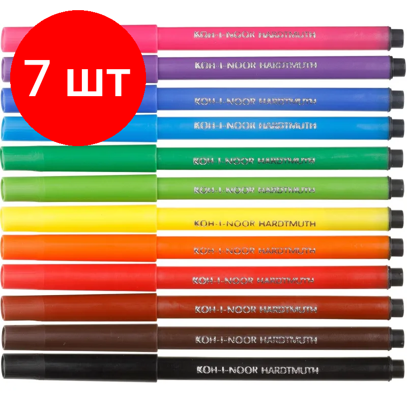 Комплект 7 упаковок, Фломастер ZOO 1002 12цв/наб смываемые вентилир. ПВХ с подв 771002AB04TERU