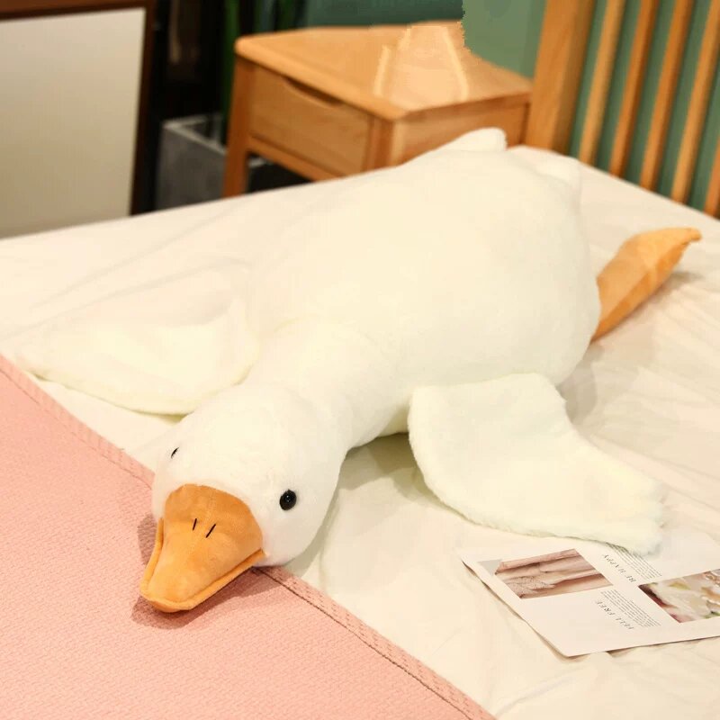 Красочная большая белая плюшевая игрушка-подушка в виде гуся, кукла для сна, успокаивающая кукла для девочек, подарок